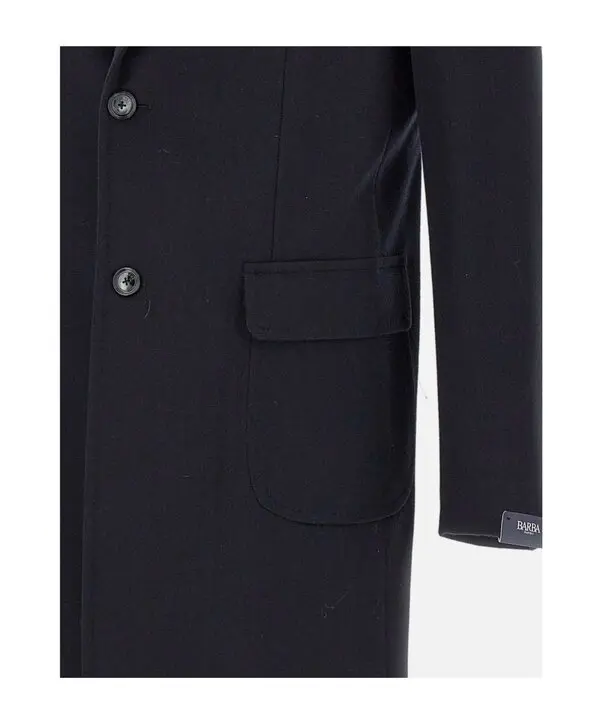 BARBA NAPOLI Peak Lapel Wool Coat - Black