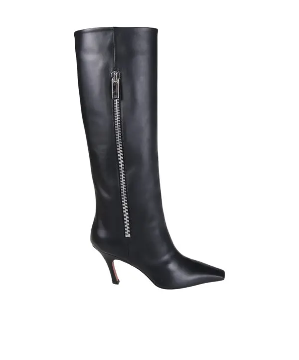Amina Muaddi Pointed Toe Stiletto Heel Zip-up Boots