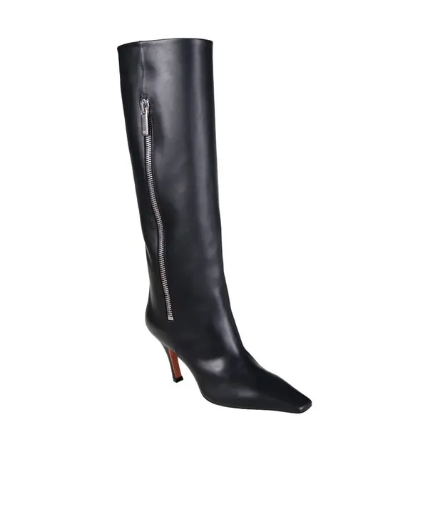 Amina Muaddi Pointed Toe Stiletto Heel Zip-up Boots