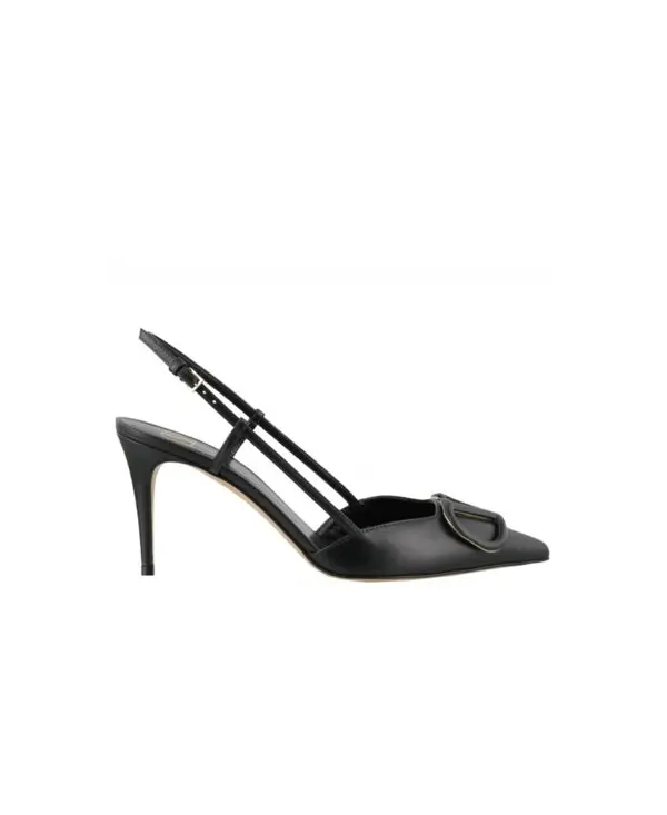 Valentino Garavani Vlogo Signature Calfskin Slingback Pump 80 Mm - Black