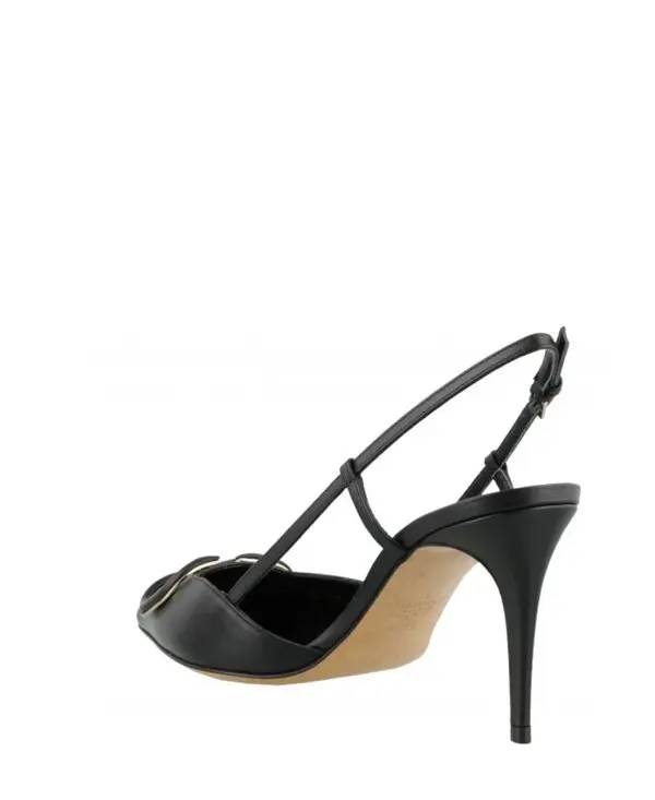 Valentino Garavani Vlogo Signature Calfskin Slingback Pump 80 Mm - Black