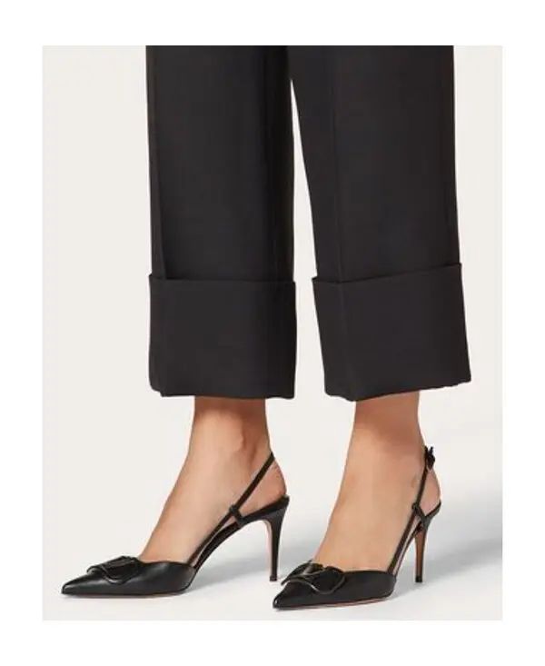 Valentino Garavani Vlogo Signature Calfskin Slingback Pump 80 Mm - Black