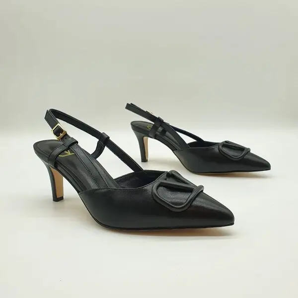 Valentino Garavani Vlogo Signature Calfskin Slingback Pump 80 Mm - Black