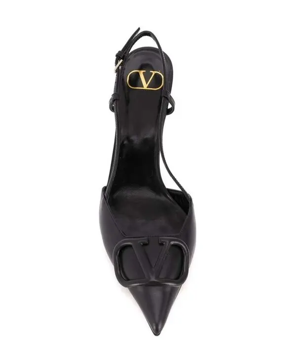 Valentino Garavani Vlogo Signature Calfskin Slingback Pump 80 Mm - Black