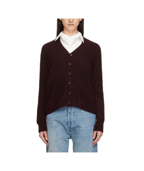 MAISON MARGIELA V-neck Knitted Cardigan - Red