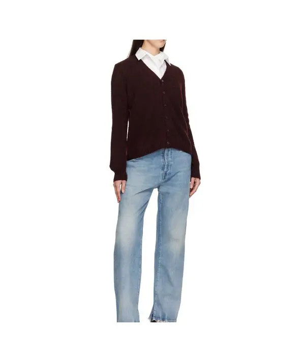 MAISON MARGIELA V-neck Knitted Cardigan - Red
