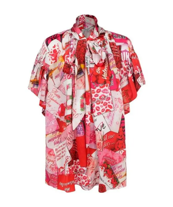 Balenciaga Bow Neckline Blouse - Red