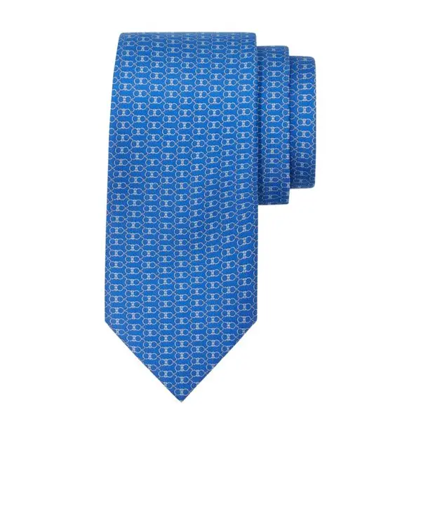 FERRAGAMO Printed Neck Tie - Light Blue
