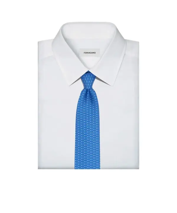 FERRAGAMO Printed Tie - Light Blue