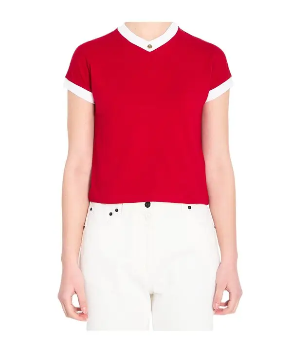 Versace Cropped Contrast Trim T-shirt