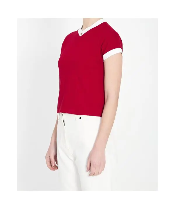 Versace Cropped Contrast Trim T-shirt