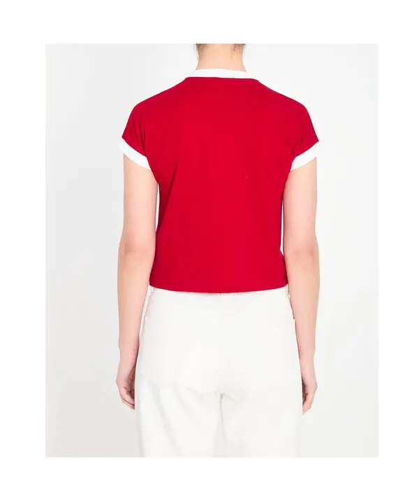 Versace Cropped Contrast Trim T-shirt