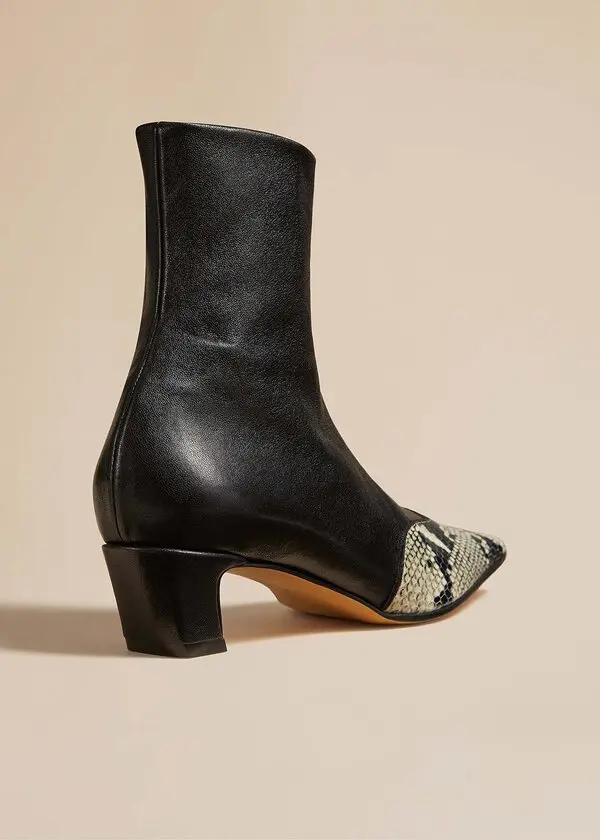 Khaite Square Toe Embossed Ankle Boots With Side Zipper