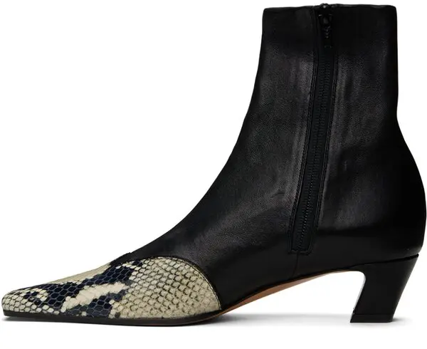 Khaite Square Toe Embossed Ankle Boots With Side Zipper