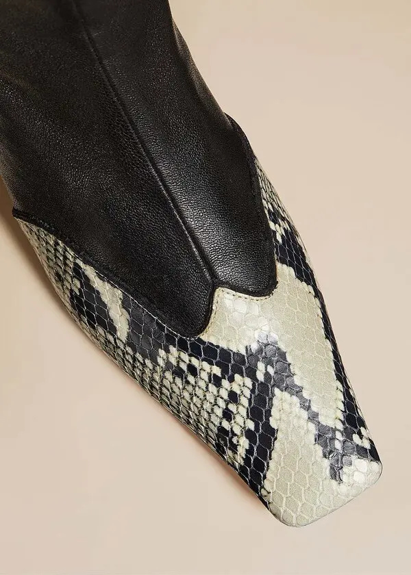 Khaite Square Toe Embossed Ankle Boots With Side Zipper