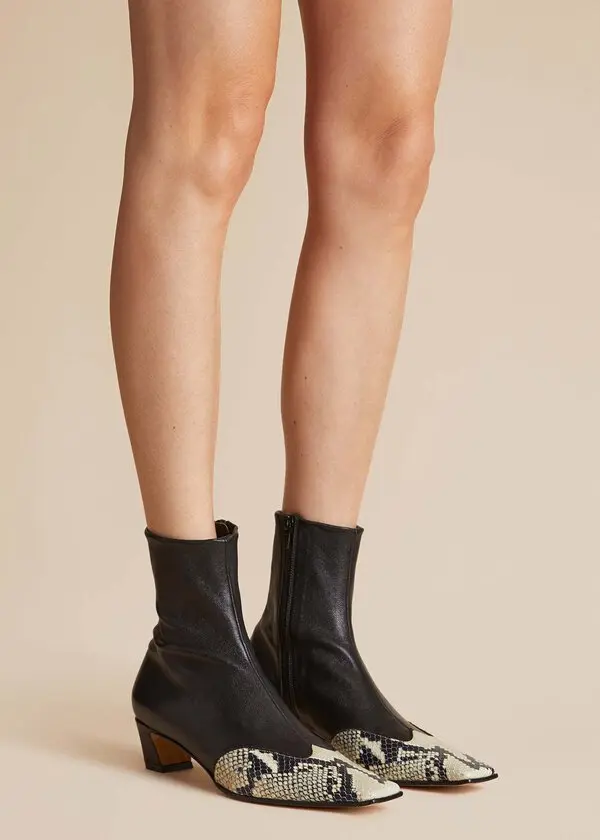Khaite Square Toe Embossed Ankle Boots With Side Zipper