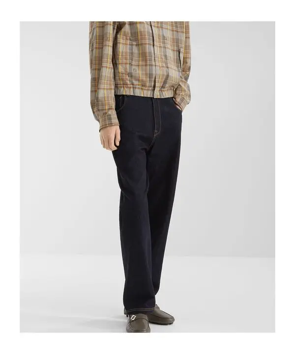 Fendi Straight-leg Long Jeans - Dark Blue