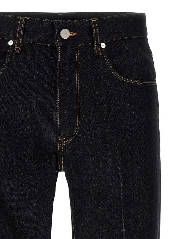 Fendi Straight-leg Long Jeans - Dark Blue