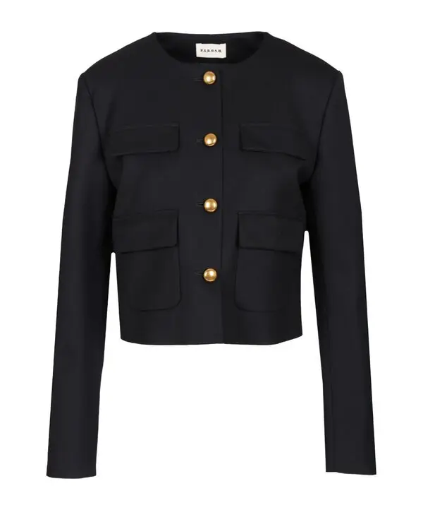 P.a.r.o.s.h Cropped Jacket With Gold Button Fastening - Blue