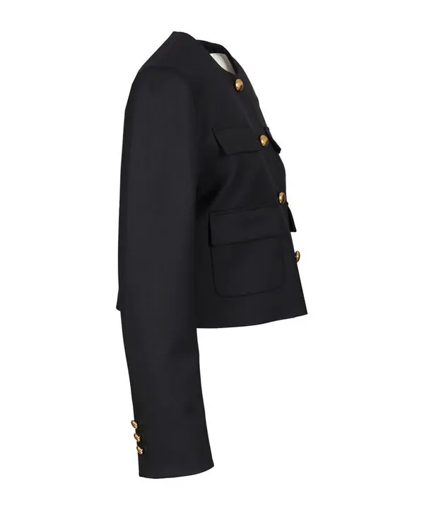 P.a.r.o.s.h Cropped Jacket With Gold Button Fastening - Blue