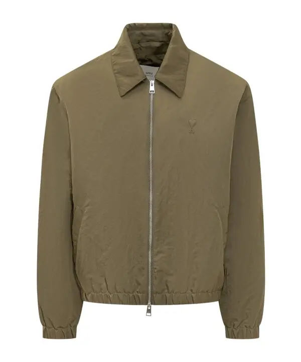 Ami Logo Embossed Zipped Jacket - Green