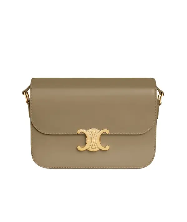 Celine Classique Triomphe Bag In Shiny Calfskin - Brown
