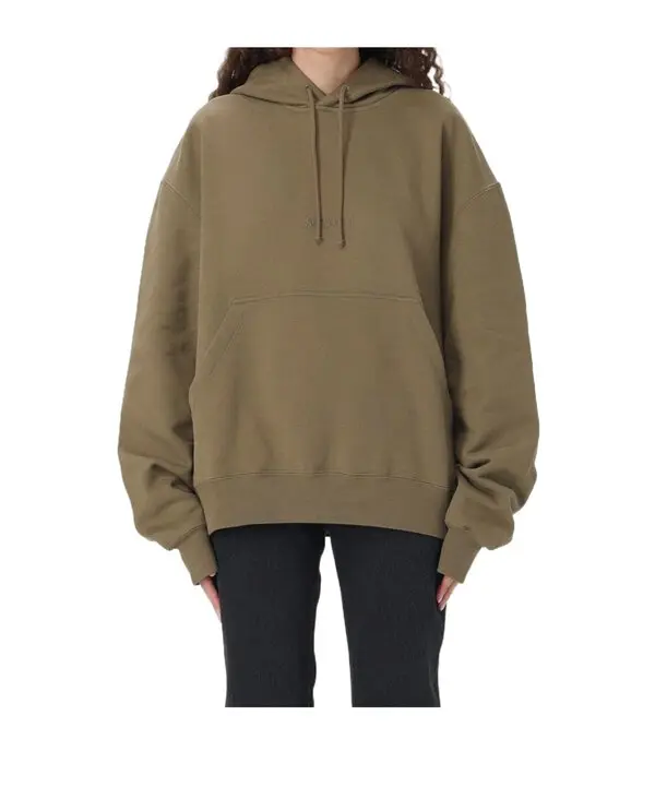 Saint Laurent Logo Embroidered Drawstring Hoodie - Khaki
