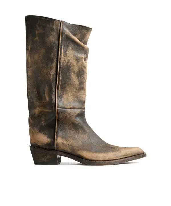 Khaite Pointed-toe Distressed Boots - Brown