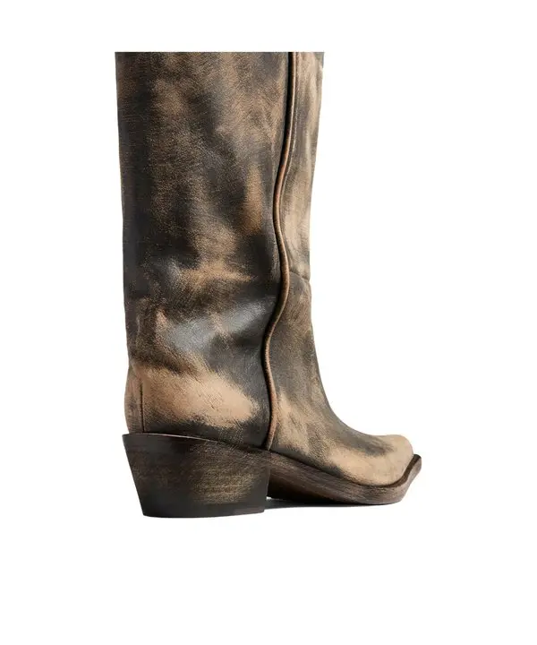 Khaite Pointed-toe Distressed Boots - Brown