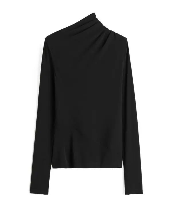 TOTEME Long Sleeve Asymmetrical Drape Neck Top