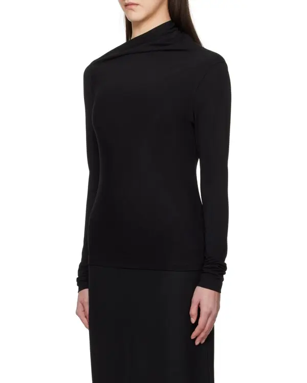 TOTEME Long Sleeve Asymmetrical Drape Neck Top