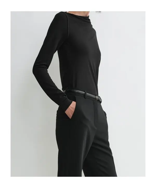 TOTEME Long Sleeve Asymmetrical Drape Neck Top
