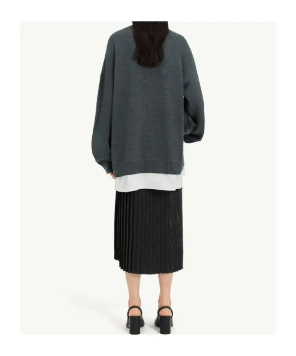 MAISON MARGIELA Two-in-one Knit Cardigan With M-applique - Dark Gray