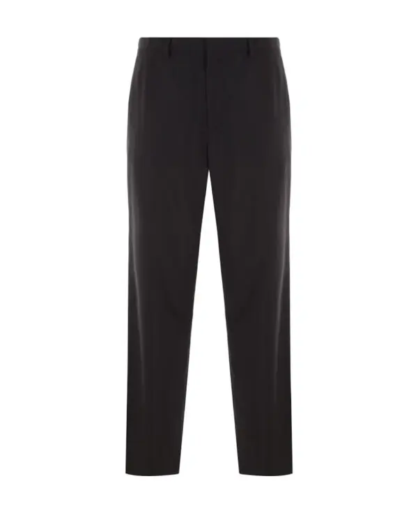 Prada Logo-patch Wide-leg Tailored Trousers - Black