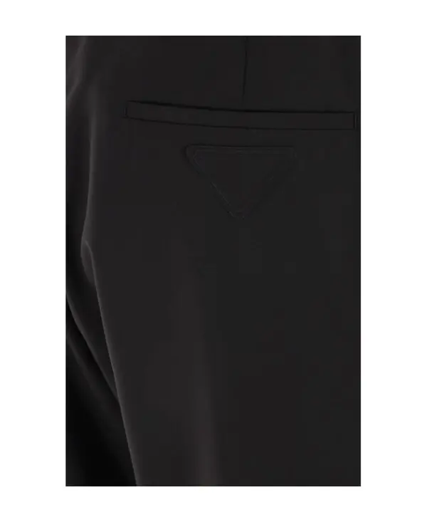 Prada Logo-patch Wide-leg Tailored Trousers - Black