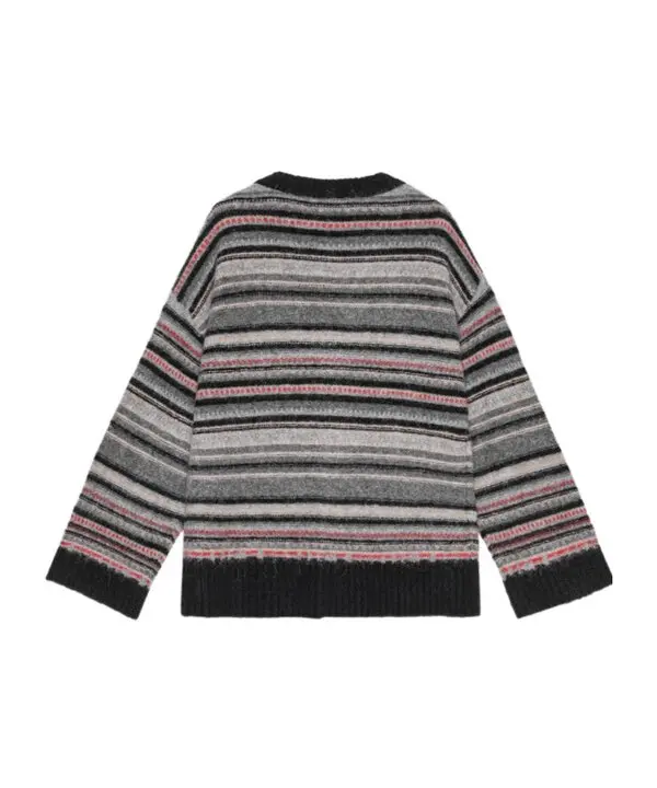 GANNI Striped Knit Cardigan With Butterfly Buttons
