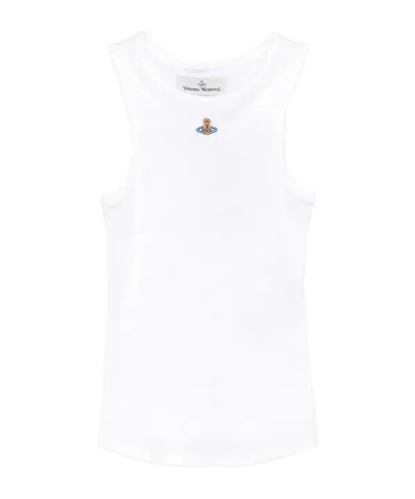 VIVIENNE WESTWOOD Slim Ribbed Logo Tank Top - White