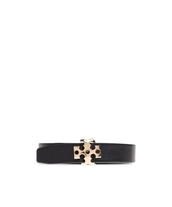Tory Burch Logo Buckle Leather Belt - Black