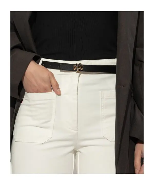 Tory Burch Logo Buckle Leather Belt