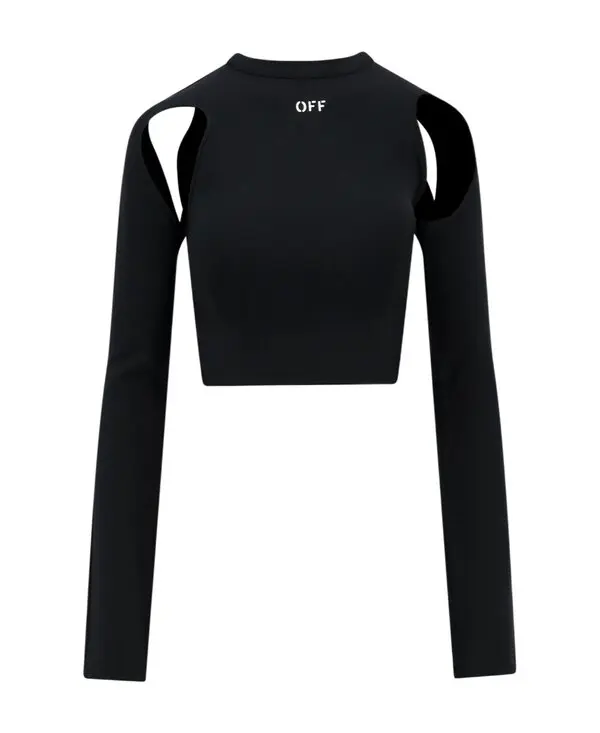Off-White Long Sleeve Cut-out Logo Top