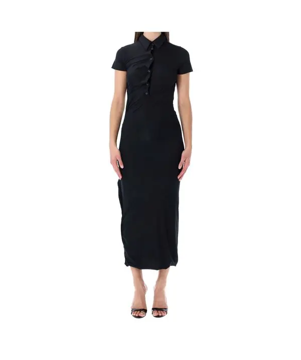 Ottolinger Short Sleeve Knotted Polo Shirt Dress