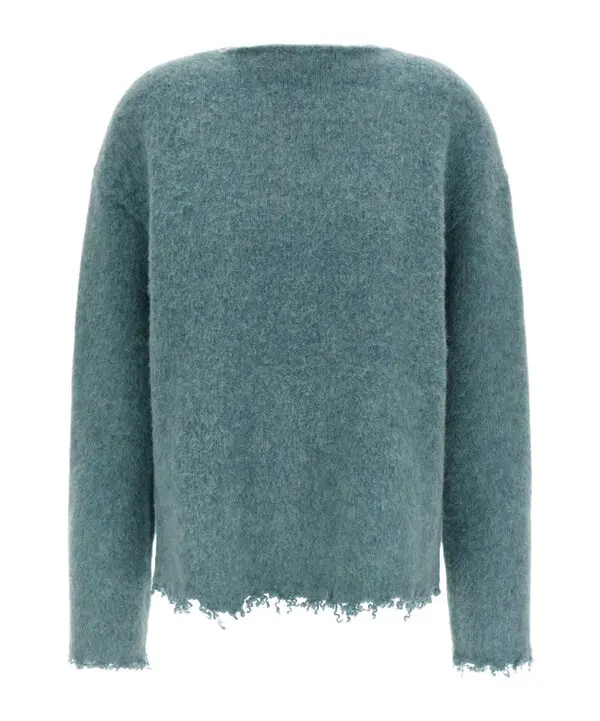 JIL SANDER Boat-neck Jumper With Frayed Hem - Green