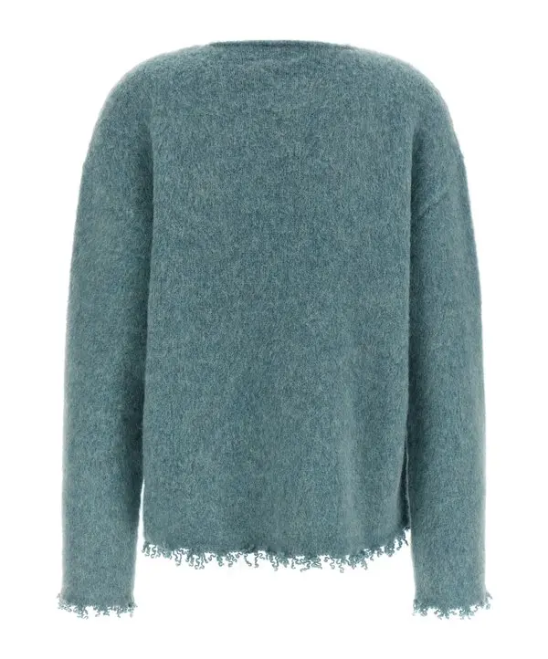 JIL SANDER Boat-neck Jumper With Frayed Hem - Green