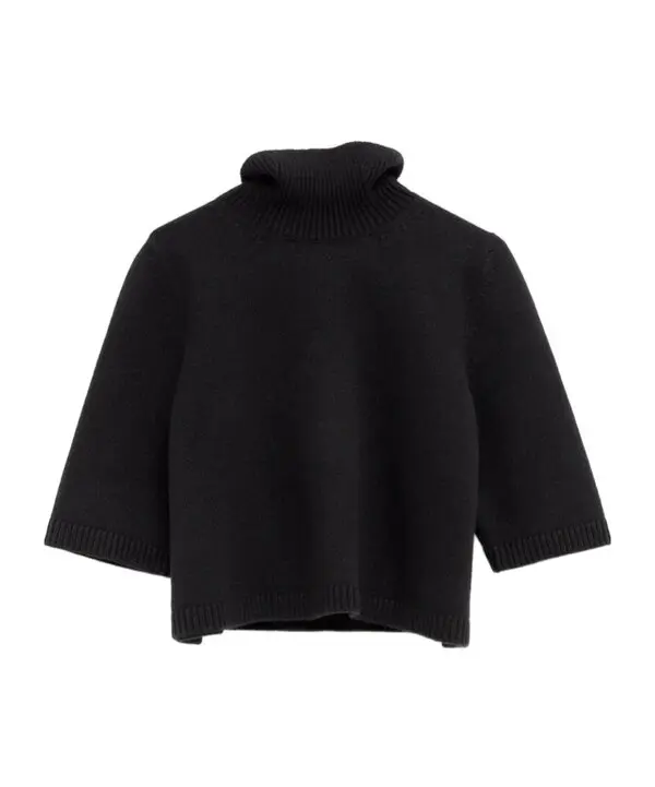 Alaïa Knit Cropped High Neck Jumper - Black