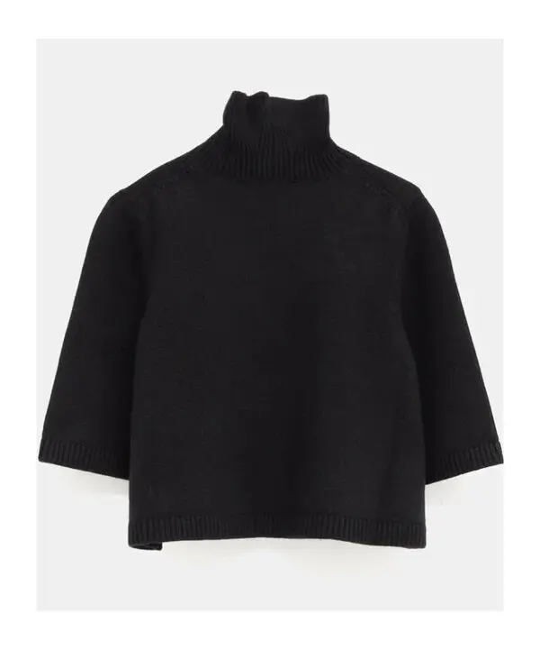 Alaïa Knit Cropped High Neck Jumper - Black