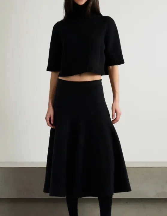 Alaïa Knit Cropped High Neck Jumper - Black