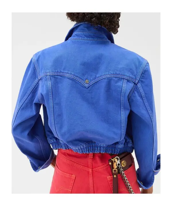 Versace Cropped Denim Jacket - Blue