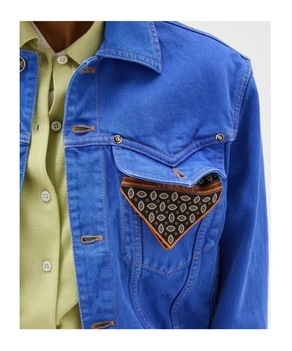 Versace Cropped Denim Jacket - Blue