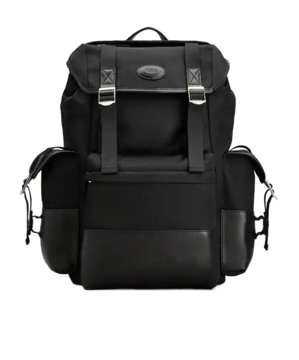 TOD'S Logo Patch Buckle-strap Backpack - Black