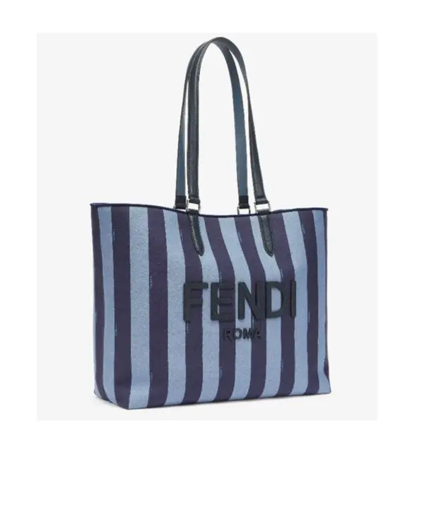 Fendi Pequin Jacquard Tote Bag - Blue